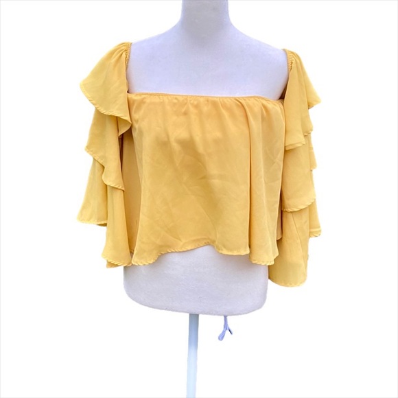 Olive Tree | Tops | Olive Tree Yellow Ruffle Off Shoulder Flowy Top ...